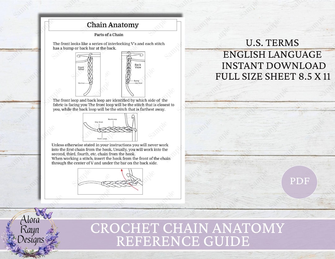 Crochet Chain Anatomy Reference Guide, Learn to Crochet Guide, Beginner ...