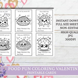 Valentine’s Food Pun Printable Coloring Kids Cards, Food Pun Valentine ...
