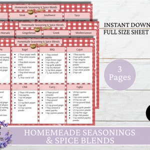 Printable Red Plaid Homemade Seasoning & Spice Blends, Printable ...