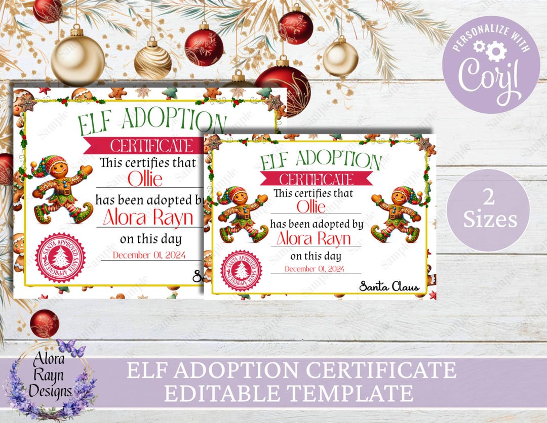 Editable Elf Adoption Certificate, Printable Elf Adoption Official ...