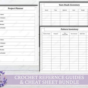 Crochet Reference Guides, Inventory Sheets, and Tags, Printable Crochet ...