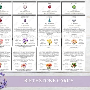 Printable Birthstone Info Cards, Gemstone Meaning Cards, Crystal ...