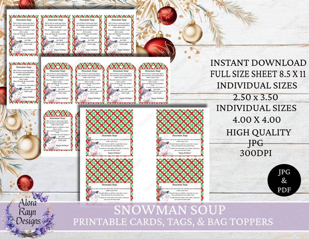 Snowman Soup Printable Tags, Snowman Labels, Snowman Bag Toppers ...