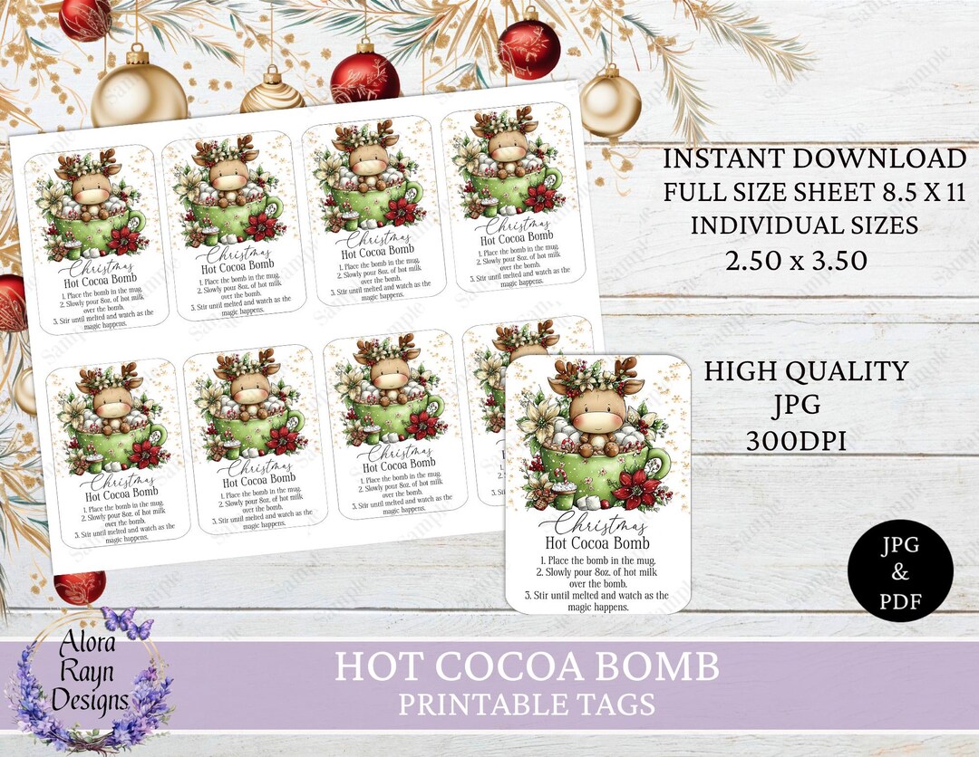 Christmas Hot Cocoa Gift Tag, Christmas Hot Chocolate Gift Tag ...