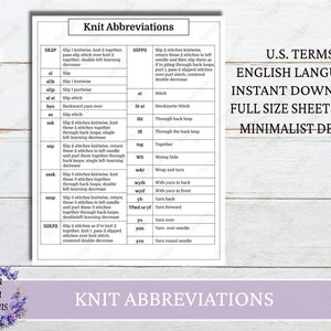 Knit Abbreviations Reference Guide, Printable Knit Abbreviation Page, Basic Knit Guides ...
