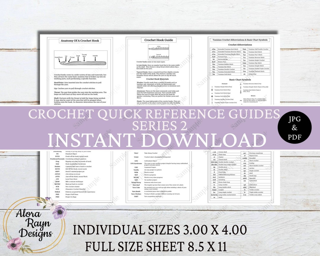 Printable Crochet Quick Reference Cards Printable Crochet - Etsy