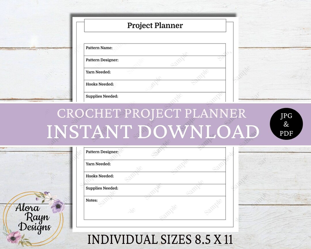 Crochet/knit Project Planner Printable, Crochet/knit Journal Page ... Crochet/knit Project Planner Printable, Crochet/knit Journal Page ...