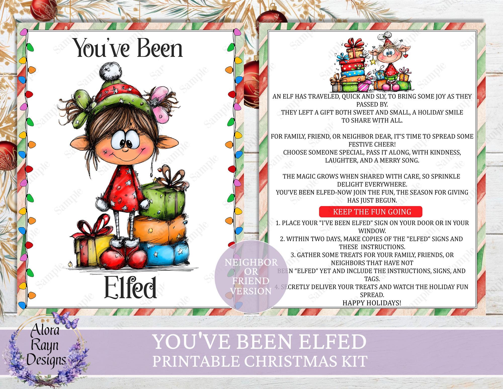 You've Been Elfed Printable Christmas Kit, I've Been Elfed Coworker ...