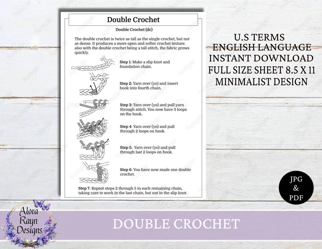 Double Crochet Stitch Reference Guide, Stitch Guide, Basic Crochet ...
