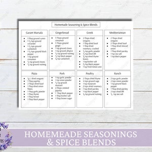 Homemade Seasoning & Spice Blends, Printable Kitchen Cheat Sheet ...