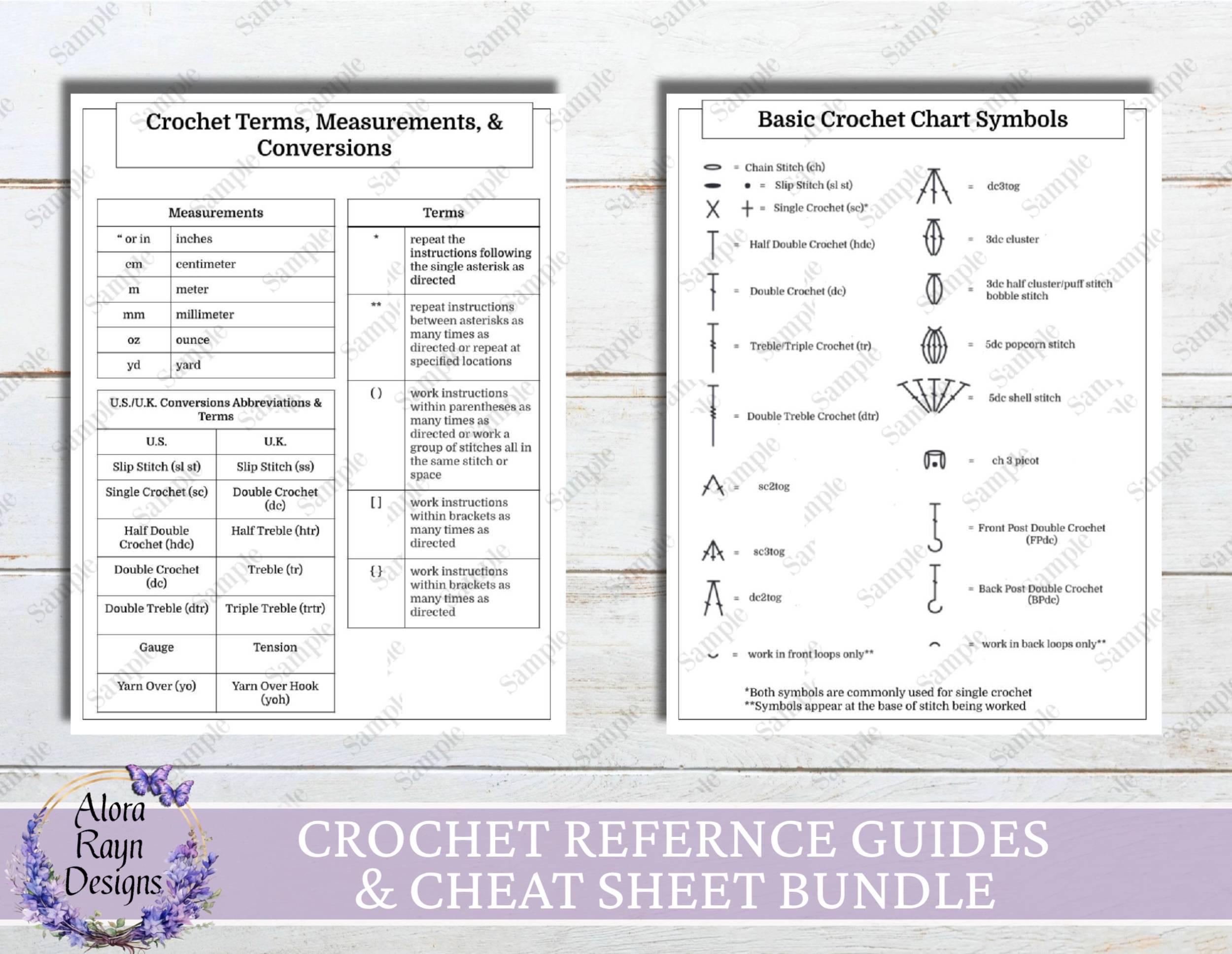 Crochet Reference Guides, Inventory Sheets, and Tags, Printable Crochet ...