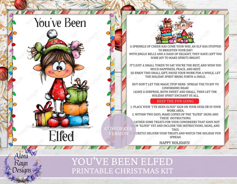 You've Been Elfed Printable Christmas Kit, I've Been Elfed Coworker ...