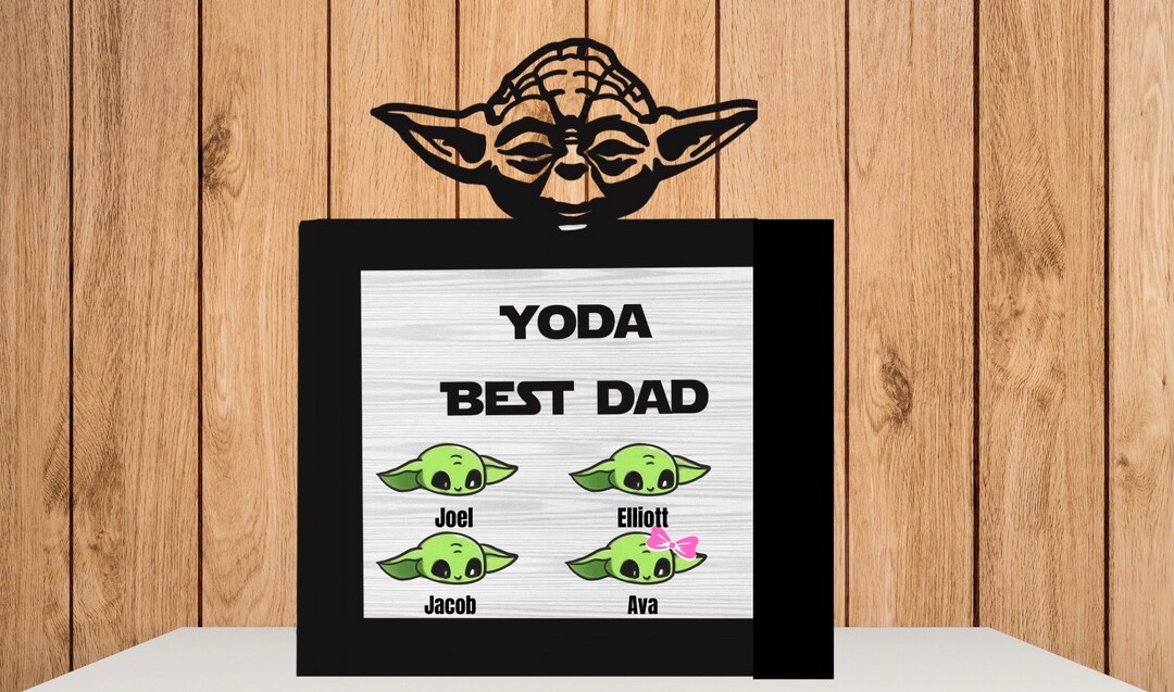Personalized Wooden Yoda Best Dad Sign With Baby Yoda and Children's ...