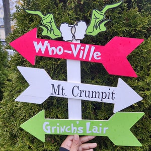 Grinch Door Hanger/grinch Direction Sign /whoville Sign - Etsy