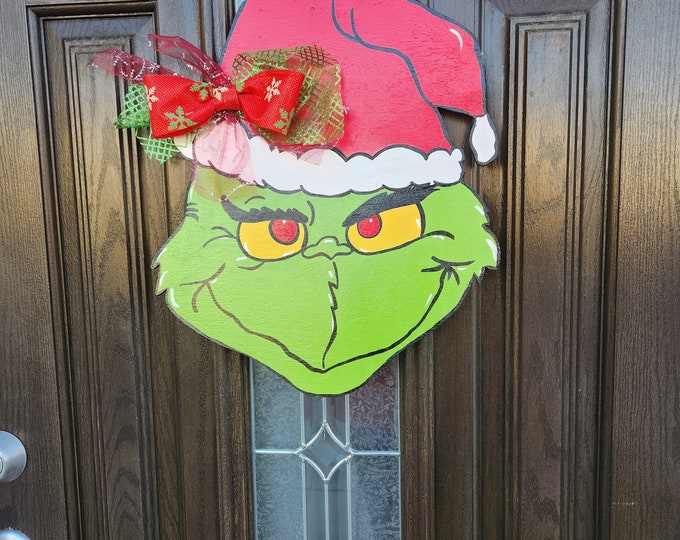 Grinch Door Hanger/grinch Tree Topper - Etsy