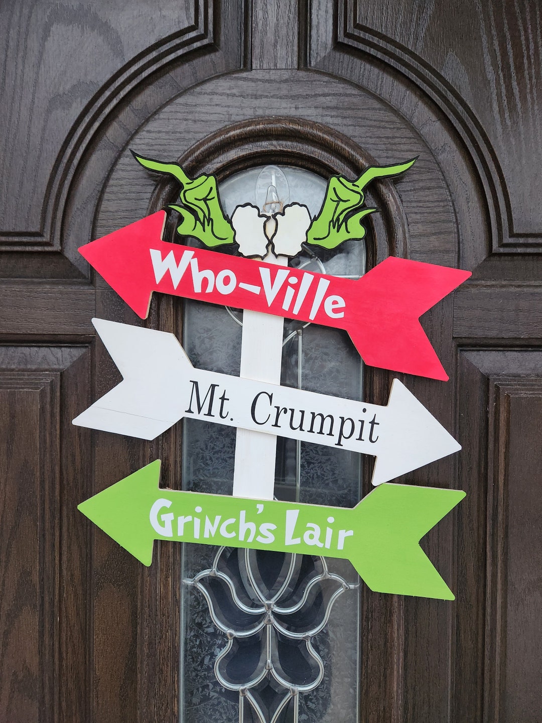 Grinch Door Hanger/grinch Direction Sign /whoville Sign - Etsy