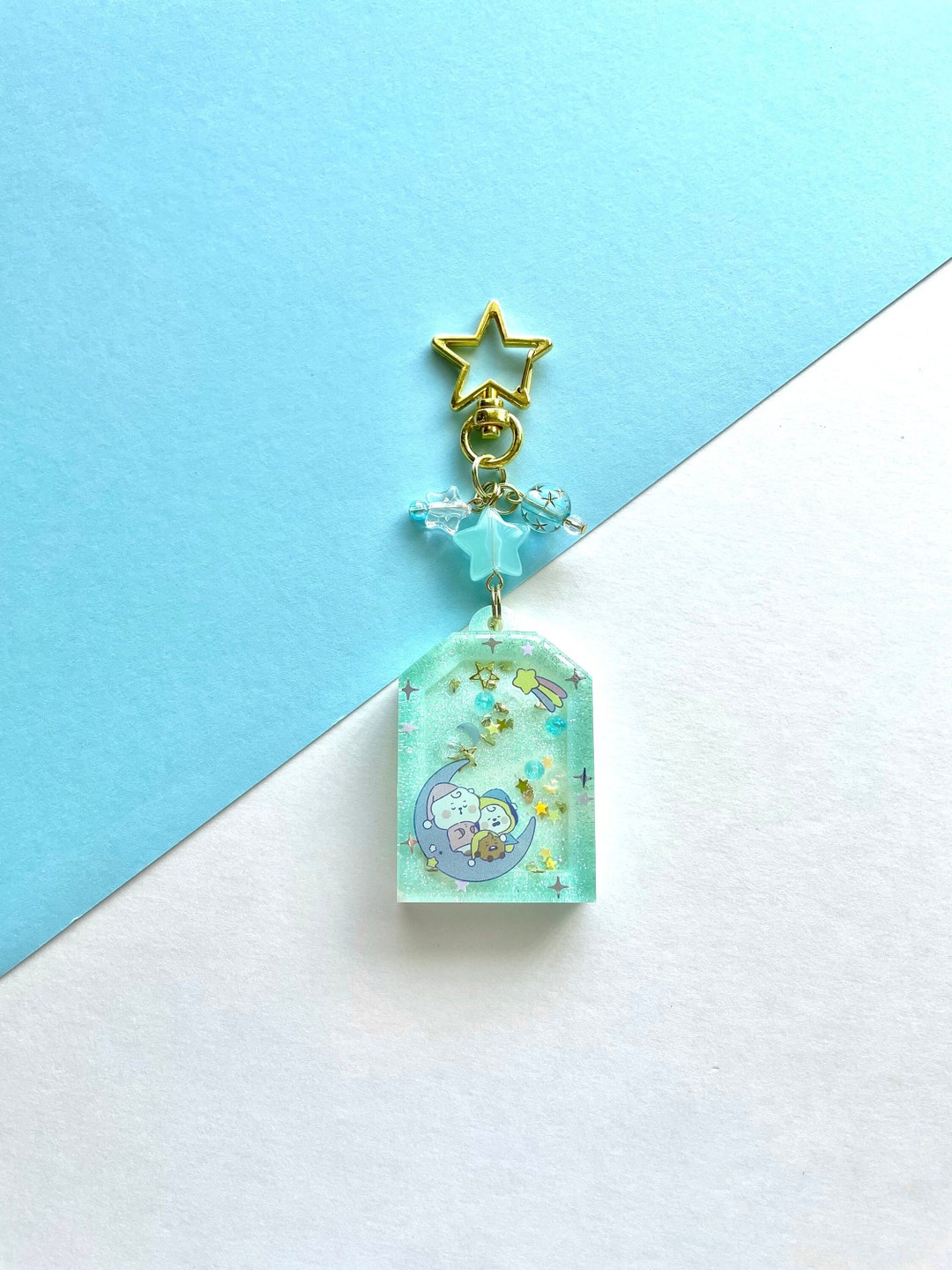 Light Blue Star Shaker Keychain - Etsy