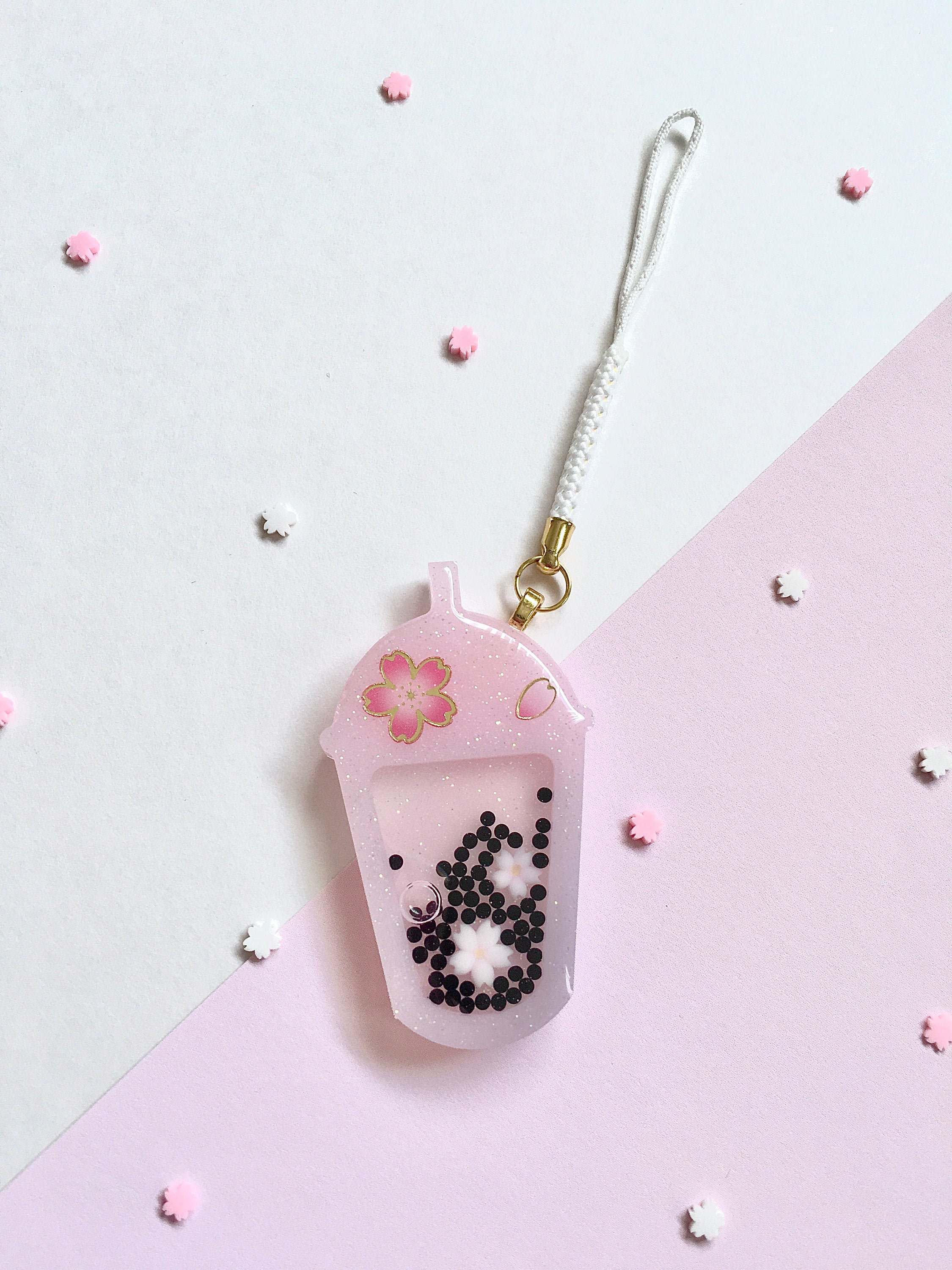 Sakura Boba Shaker Keychain - Etsy UK