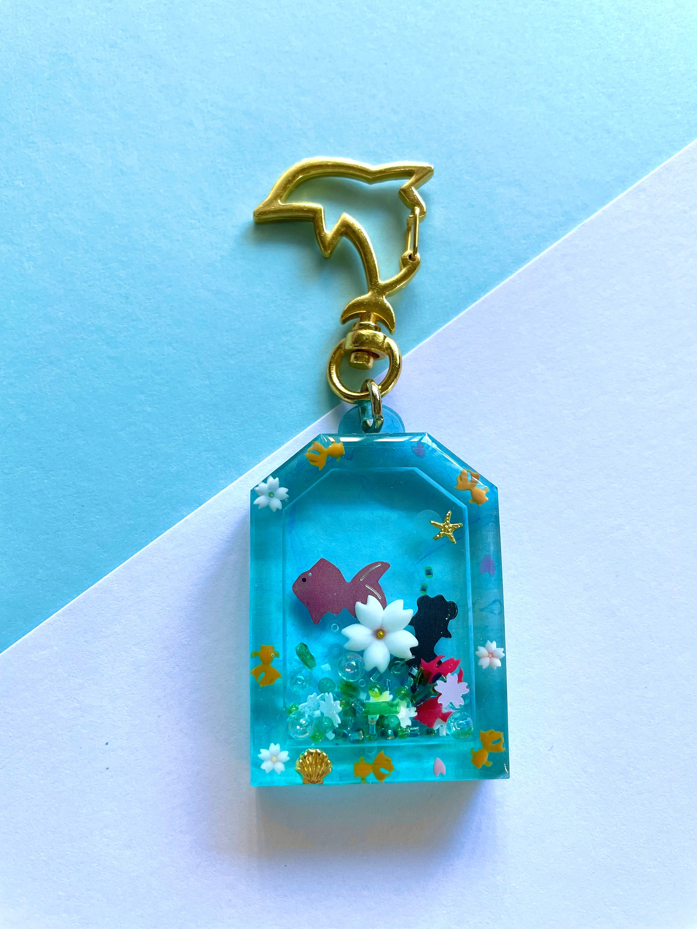 Goldfish & Sakura Shaker Keychain - Etsy