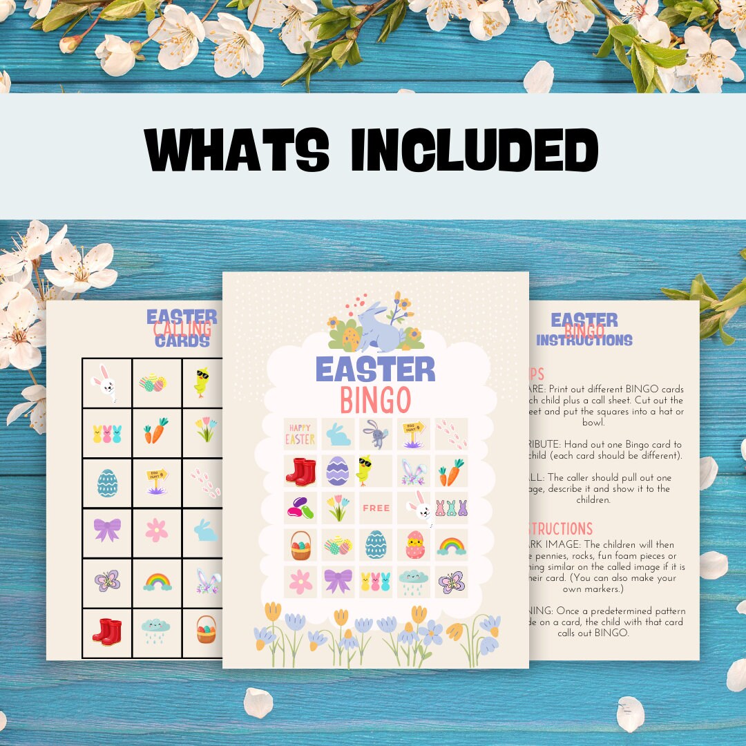 20 Easter Bingo Cards Printable Game, Easter Bingo Boards Activity for ...