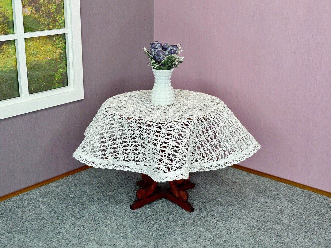 1:6 Miniature Tablecloth for Dollhouse. Round Tablecloth for Doll 12 ...