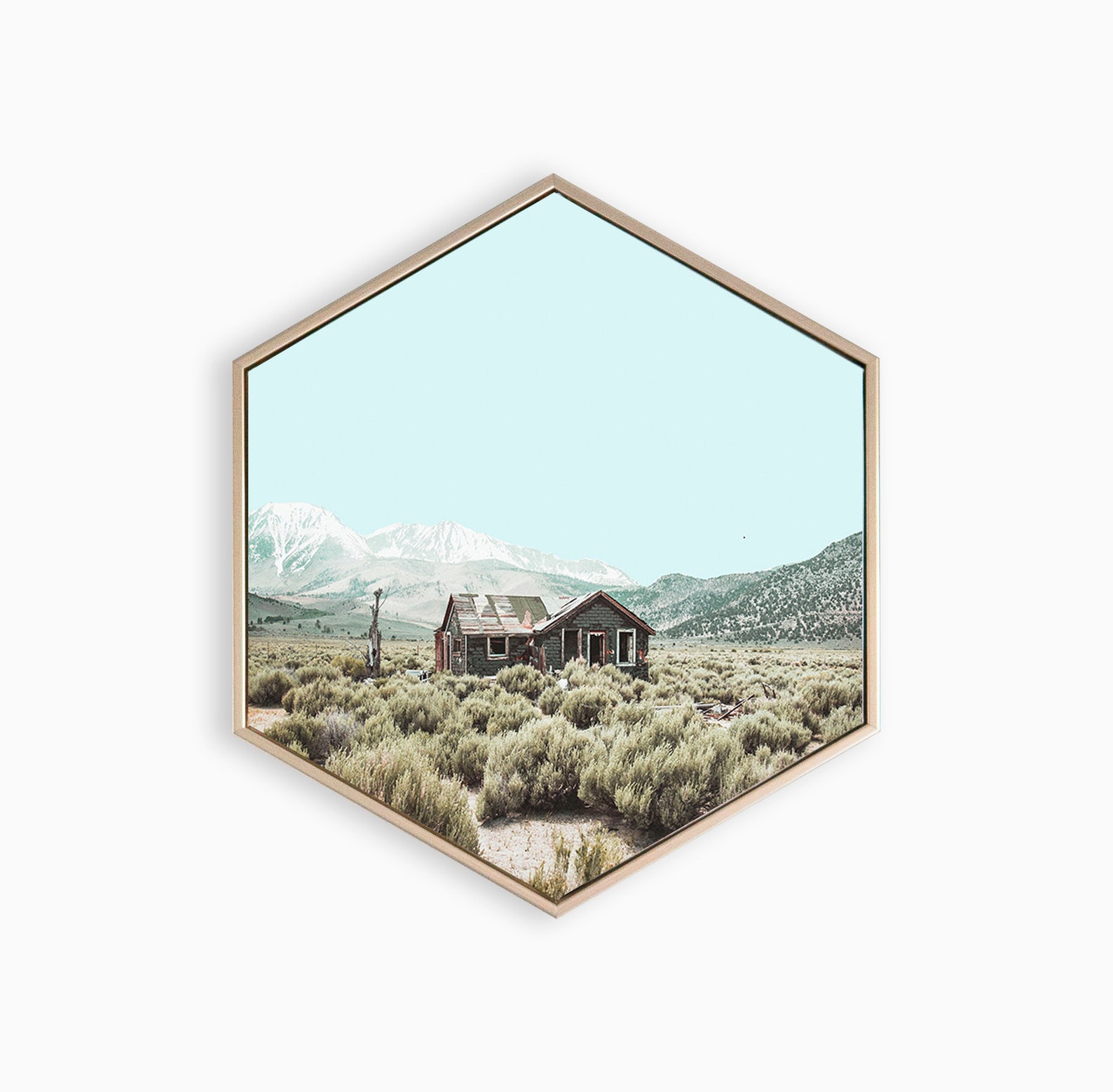 Set of 3 Framed Hexagon Wall Art Landscape Art Print Modern | Etsy