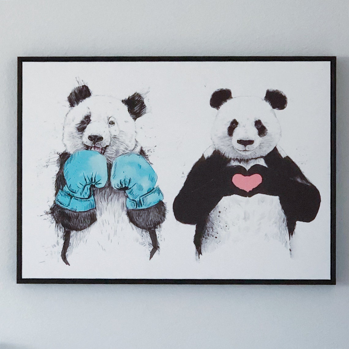 Panda Wall Print With Frame Animal Canvas Print Modern | Etsy