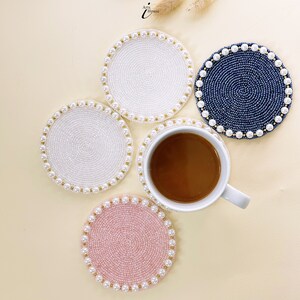 Set of 2 Beaded Coasters; Decorative Coasters; Drink Coasters ...