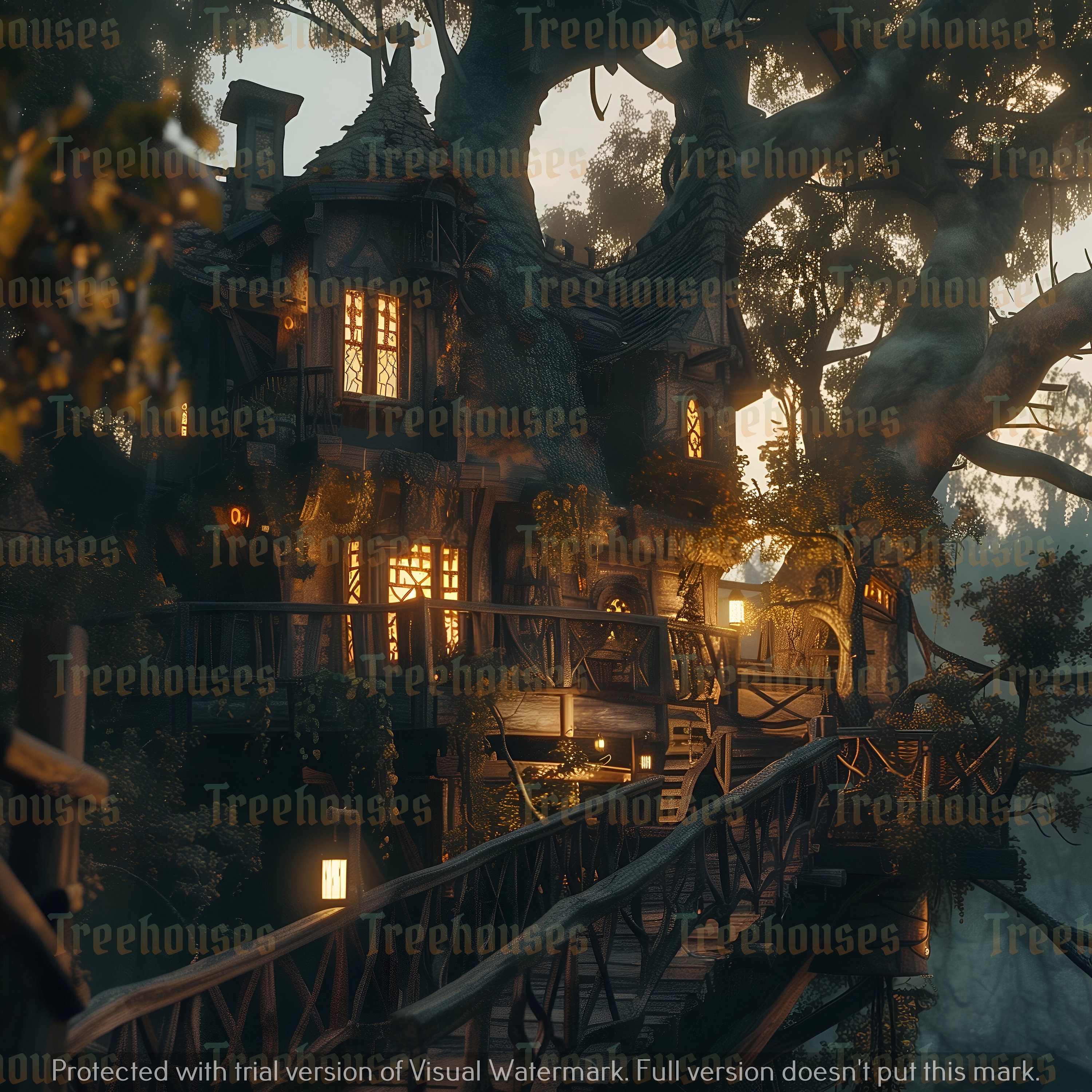 20 Enchanted Treehouse Wall Art: Dreamy Forest Design for Home Décor ...