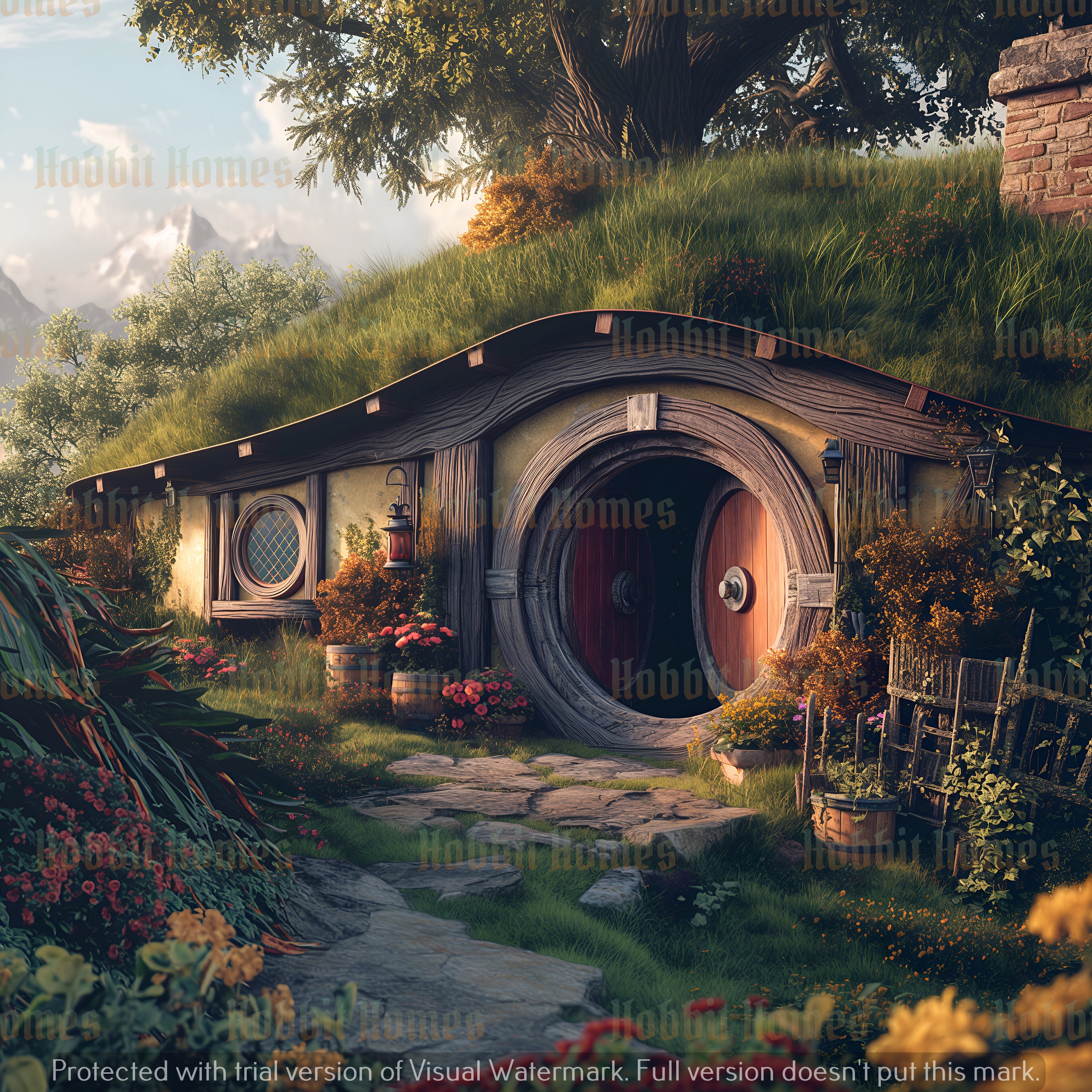 20 Fantasy Hobbit Houses, Hobbit Doors, Digital Backdrop, Lord of the ...