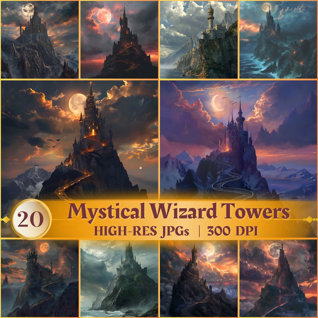 Mystic Wizard Tower Bundle 20 Tower Images, Castle Image Backgrounds ...