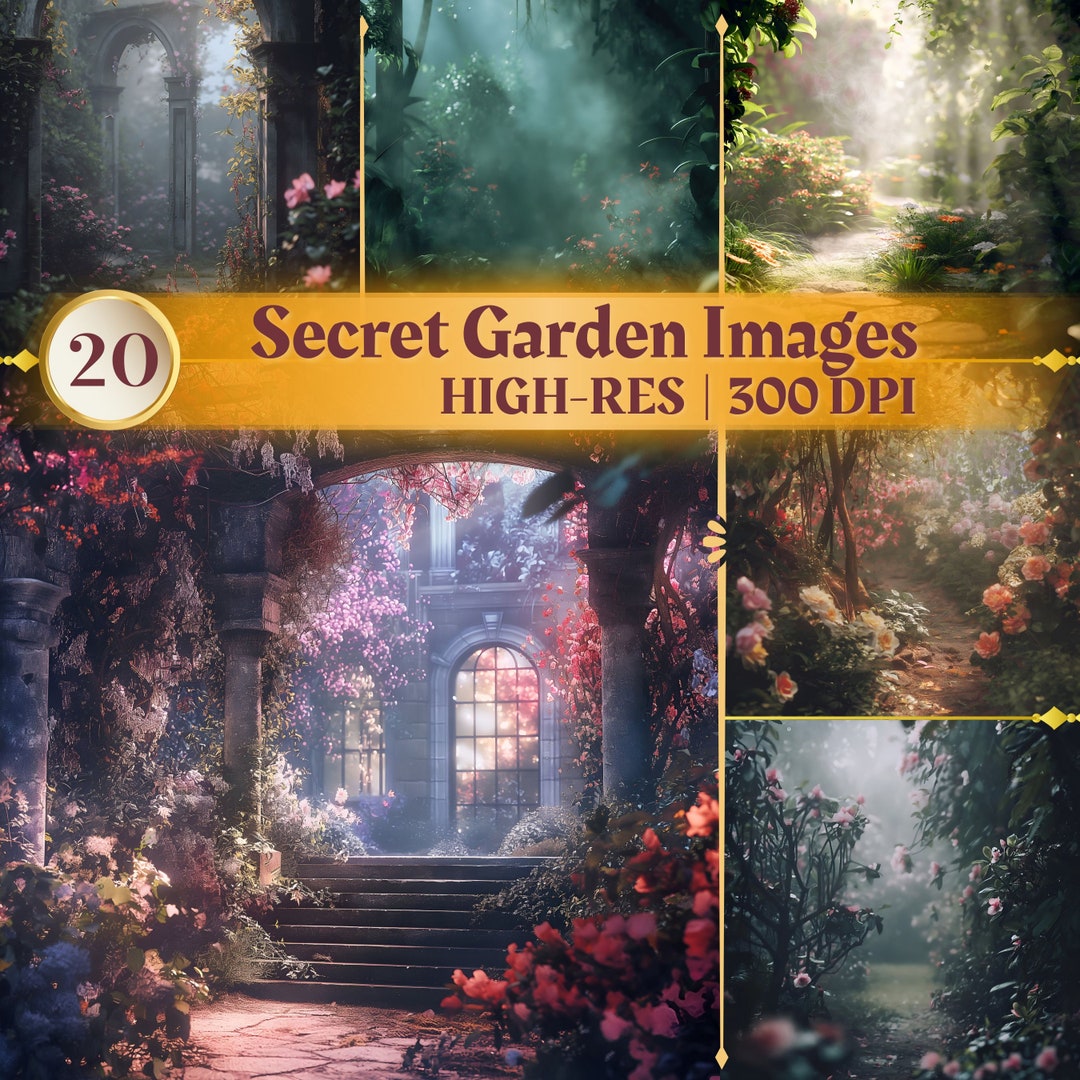 20 Secret Garden Digital Backdrops With Whimsical Flowers, Romantic ...
