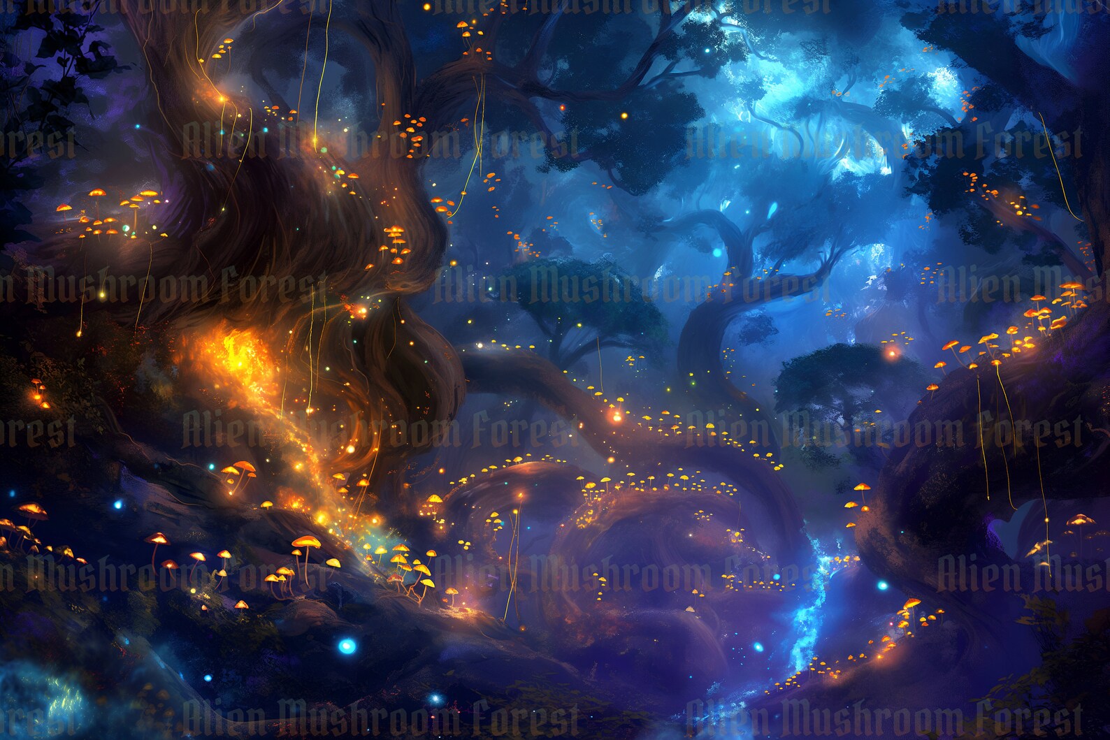 Alien Mushroom Forest Bundle 20 Otherworldly Mycelium Scene, Digital ...