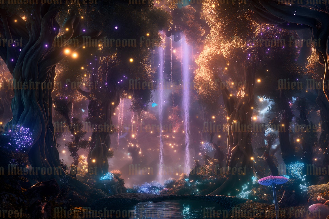 Alien Mushroom Forest Bundle 20 Otherworldly Mycelium Scene, Digital ...