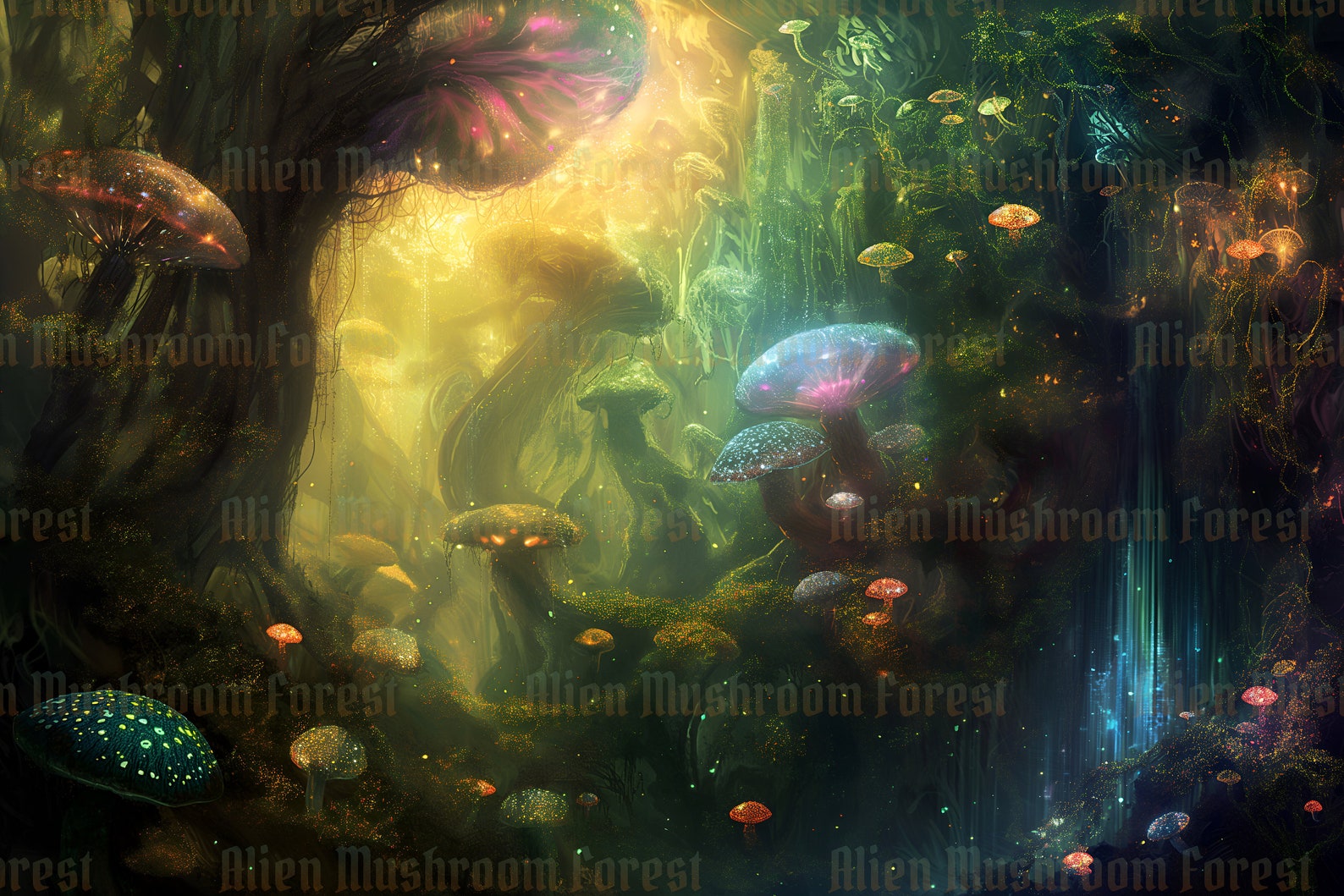 Alien Mushroom Forest Bundle 20 Otherworldly Mycelium Scene, Digital ...