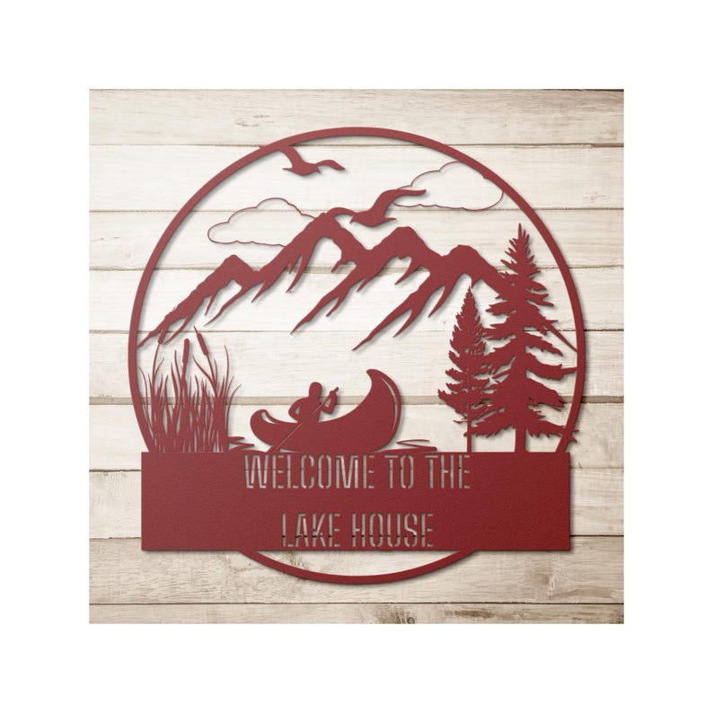 Lake Scene Metal Sign, Cabin Metal Sign, Adirondack Lake House Decor ...