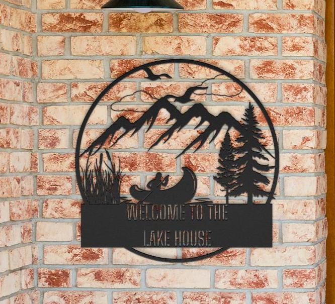 Lake Scene Metal Sign, Cabin Metal Sign, Adirondack Lake House Decor ...