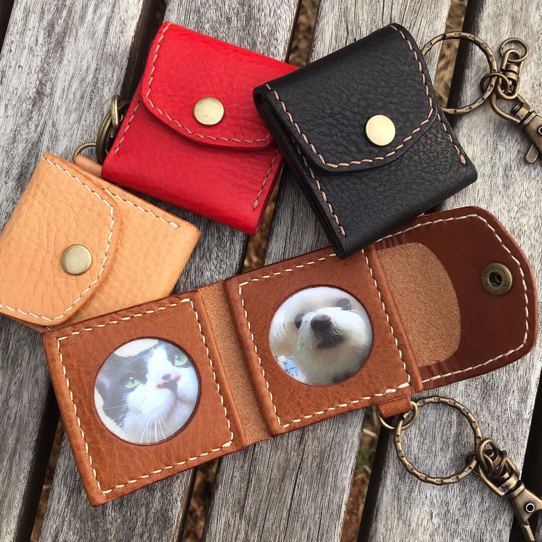 Leather Photo Frame Key Ring - Hand-stitching - Engraved Photo Keychain ...