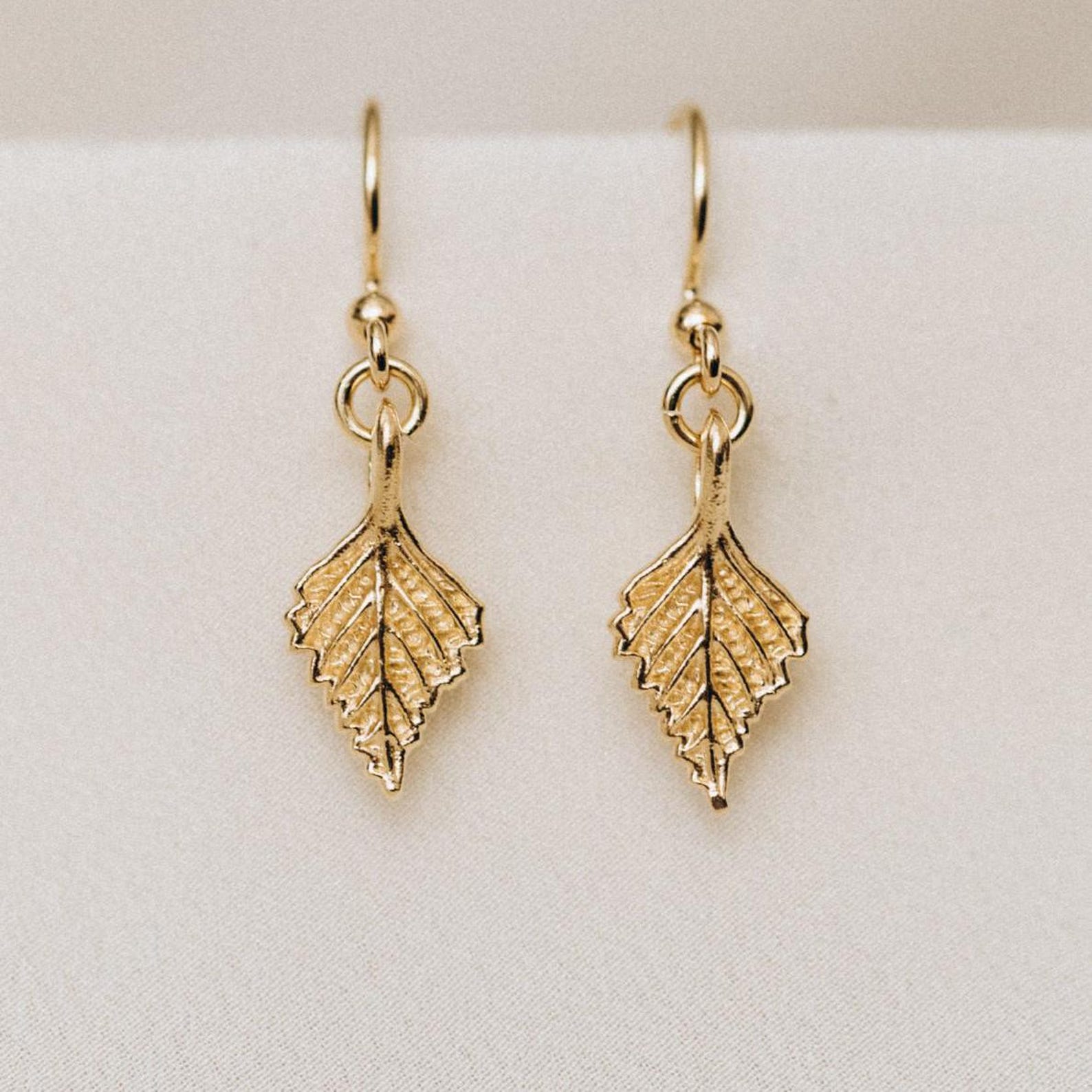 Golden Birch Leaf Jewelry Set – 18K Gold Plated Sterling Silver ...