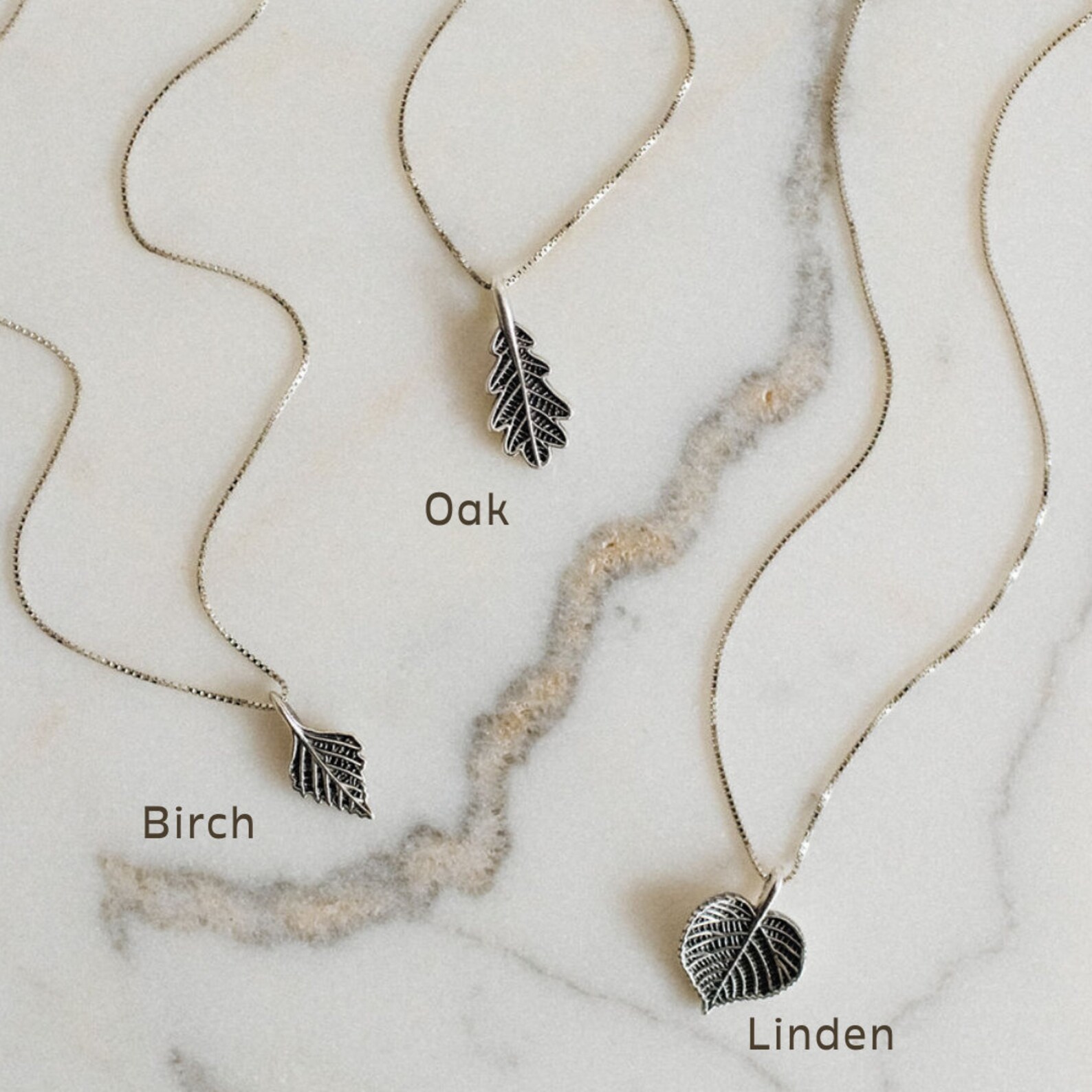 Silver Birch Tree Leaf, Botanical Chain, Betula Silver Little Druid ...