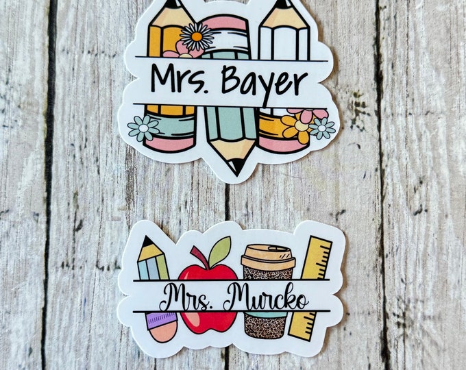 Personalized Teacher Stickers, Teacher Name Stickers, Teacher Gift ...