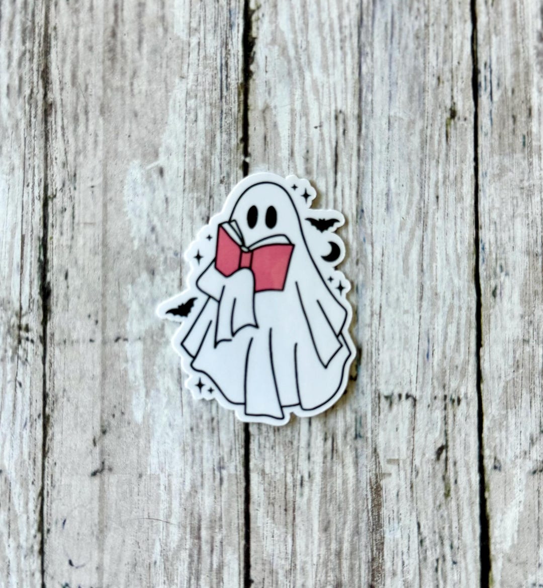 Ghost Reading Sticker, Ghost Sticker, Ghost With Book Sticker ...