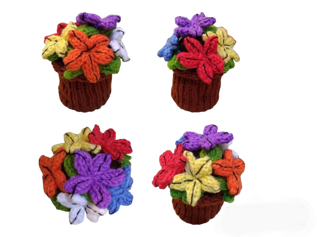 Loom Knitting PATTERNS | Loom Knit Flowers in a Plant Pot | Mother's ...