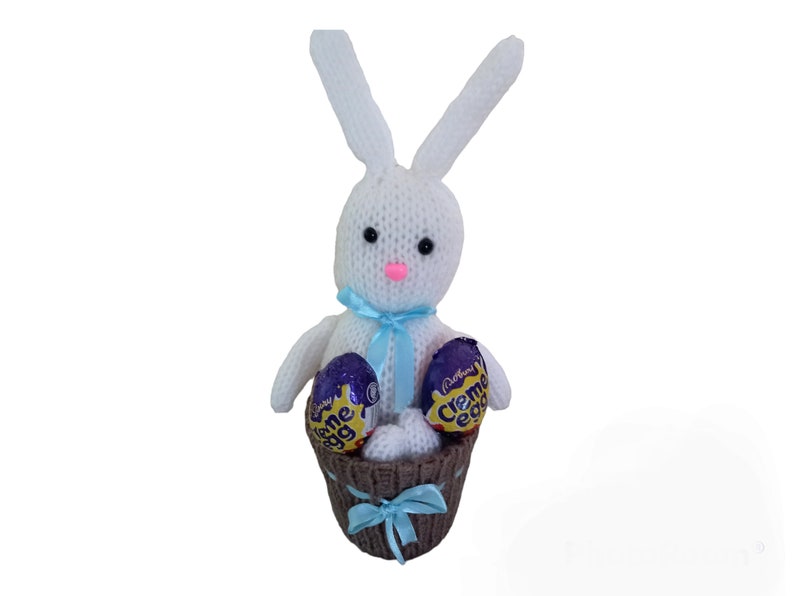 Loom Knitting PATTERNS Loom Knit a Bunny in a Basket Easter Rabbits ...