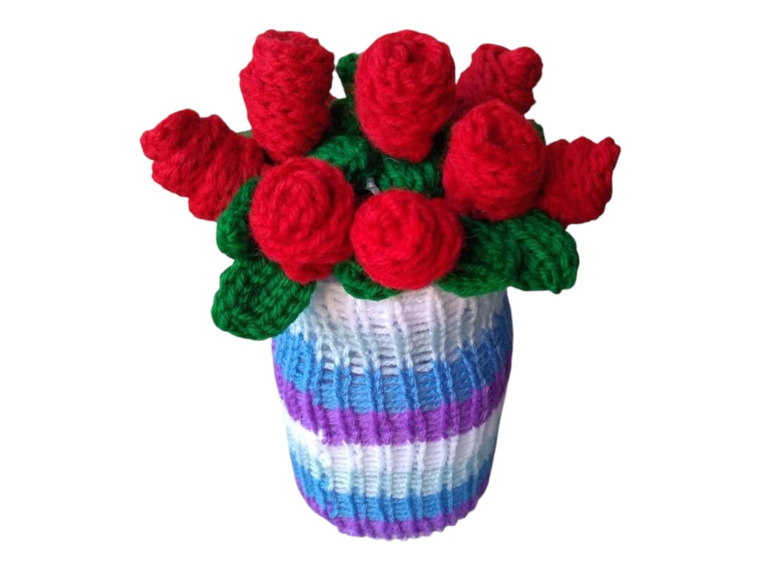 Loom Knitting PATTERNS |loom Knit a Jar of Roses | Loom Knit ...