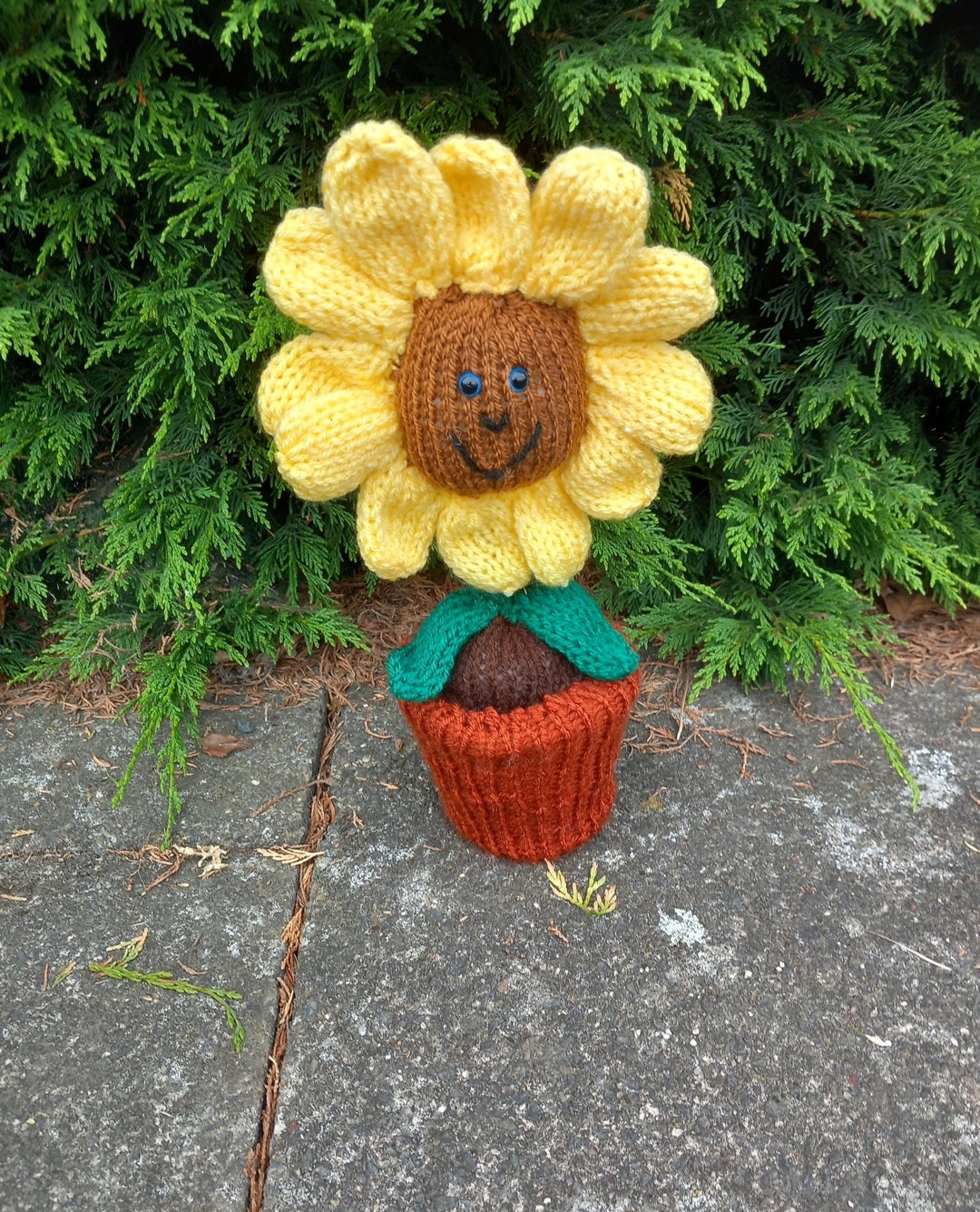 Loom Knit Sunflower Pattern: DIY Flower Pot Decor (digital Pattern) - Etsy