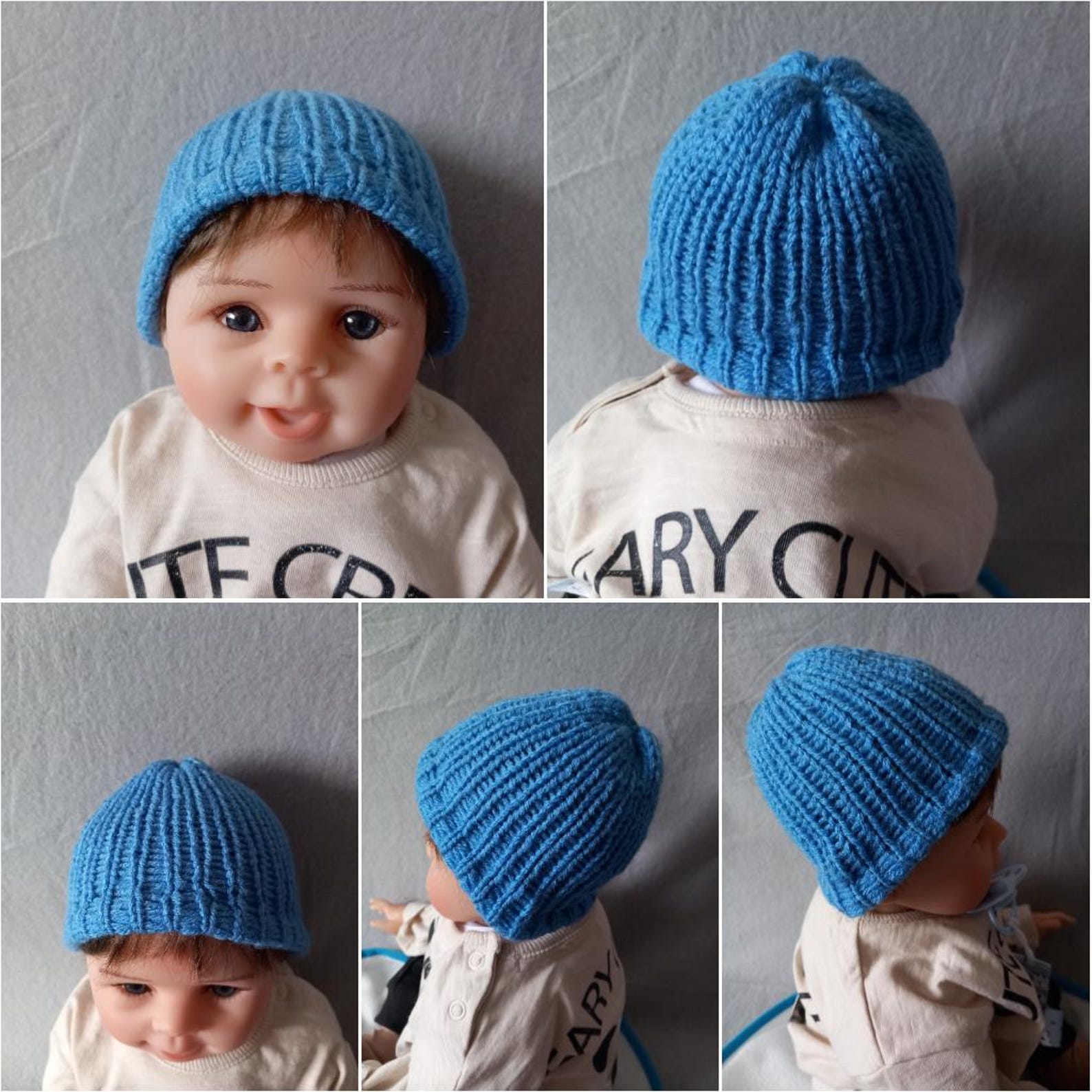 Loom Knit Baby & Reborn Doll Hat Pattern | Double DK Yarn | Brim Hat ...