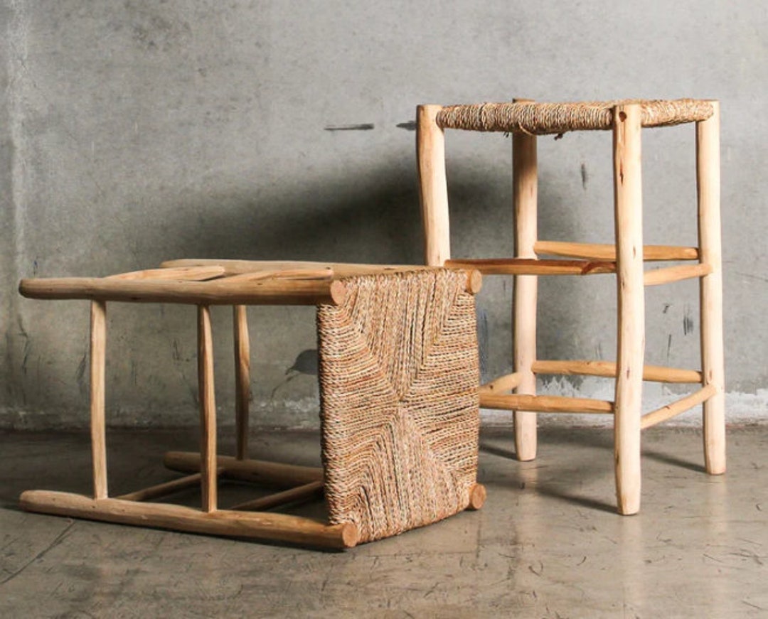 Moroccan Bar Stool, Set of Two Bar Stools, Moroccan Stools, Wicker ...