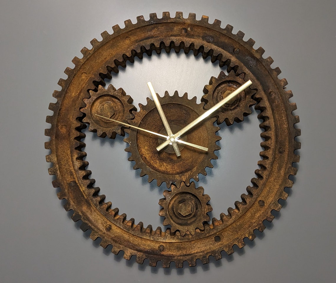 Rusting Cast Iron Gear Box Wall Clock - Etsy