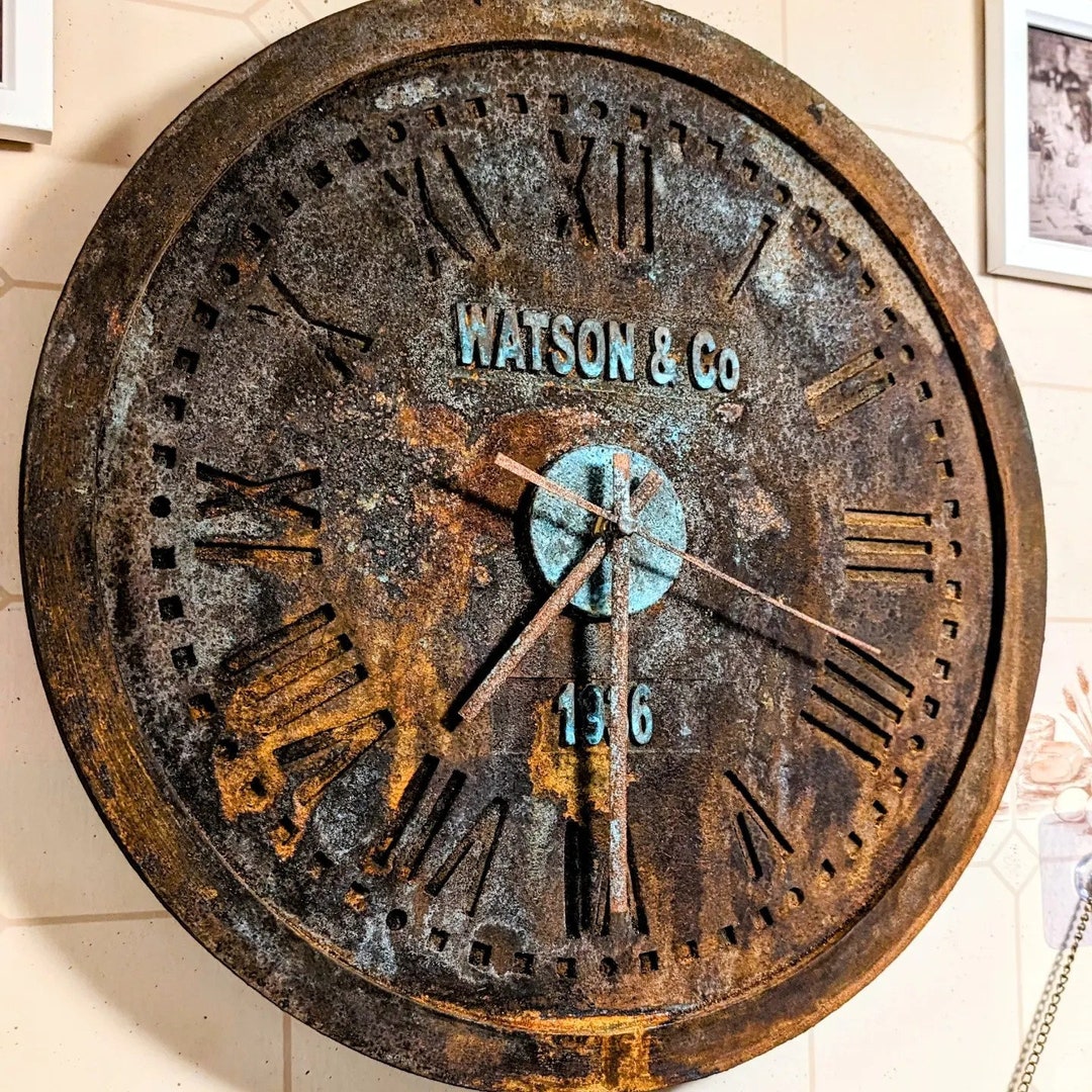A Cast Iron Style Industrial Inspired Clock - Etsy UK